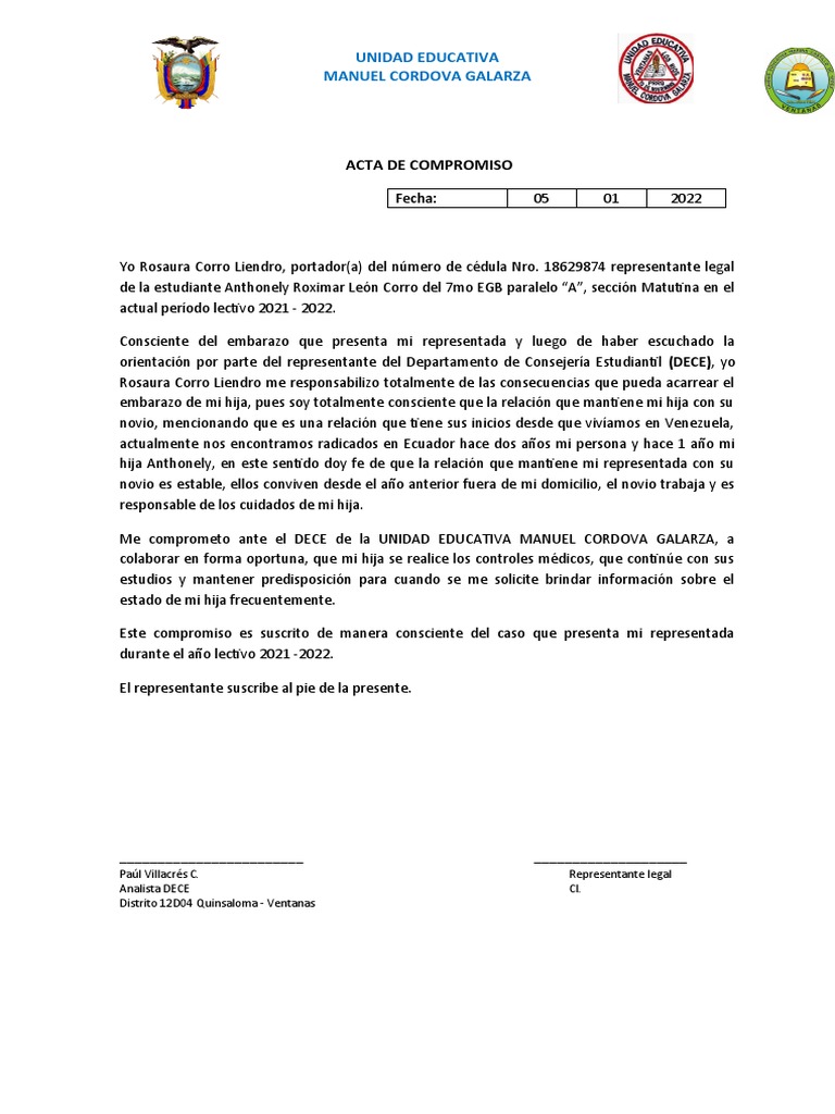 Acta de Compromiso | PDF