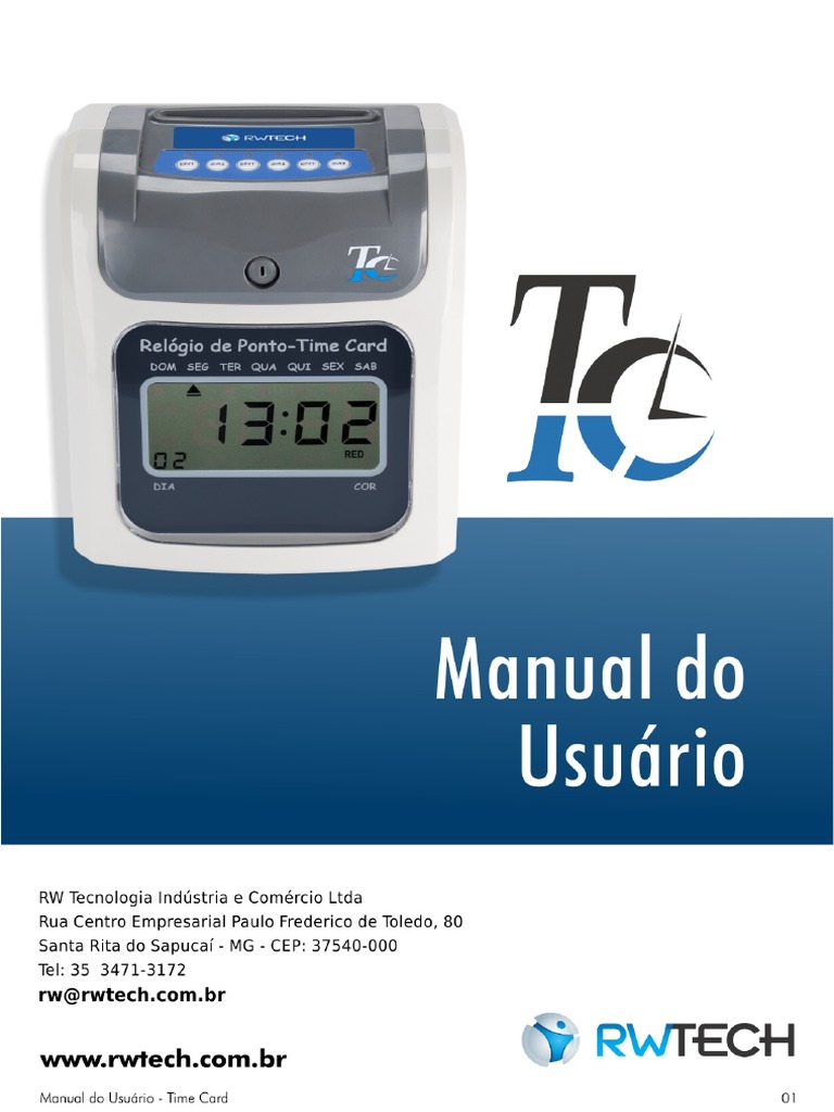Manual Relógio Ponto Time-card | PDF | Impressão | Horário de verão