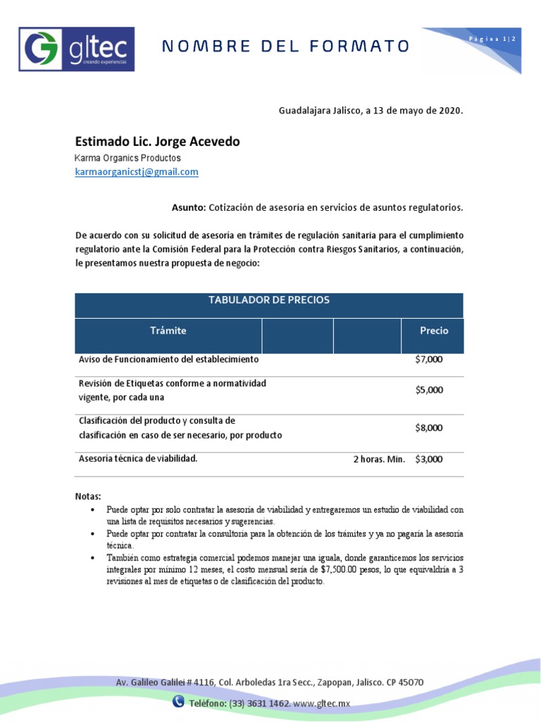 FMTO COTIZACION - Jorge Acevedo | PDF