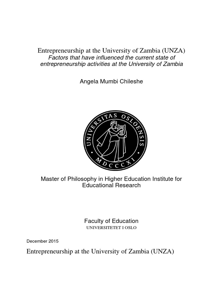 Entrepreneurship at The University of Zambia UNZA Angela Mumbi Chileshe ...