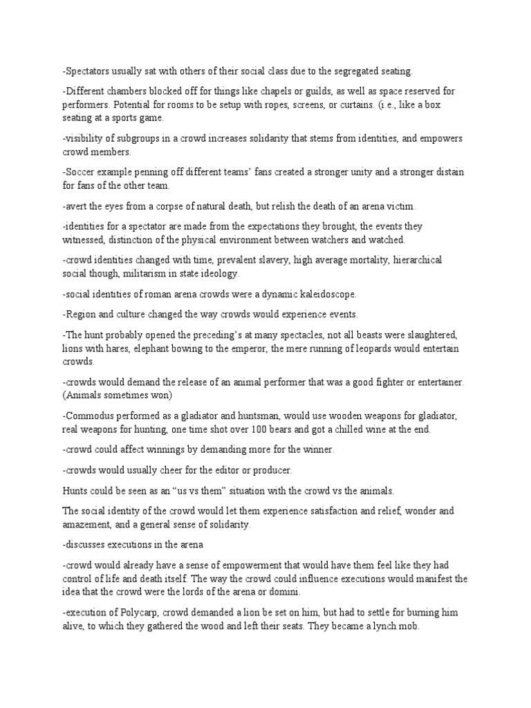 Spectators Usually Sat With Others of Their Social Class Due To The ...