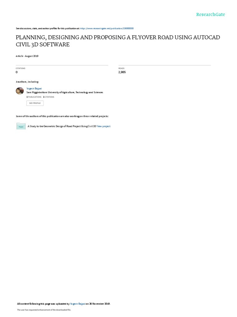Planning, Designing, and Proposing A Flyover Road Using AutoCAD Civil 3D | PDF | Road | 3 D ...