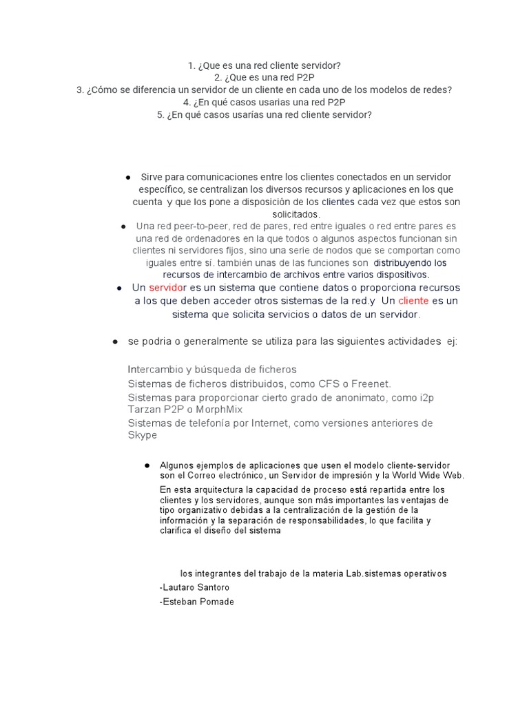 P2P Vs Cliente Servidor | PDF