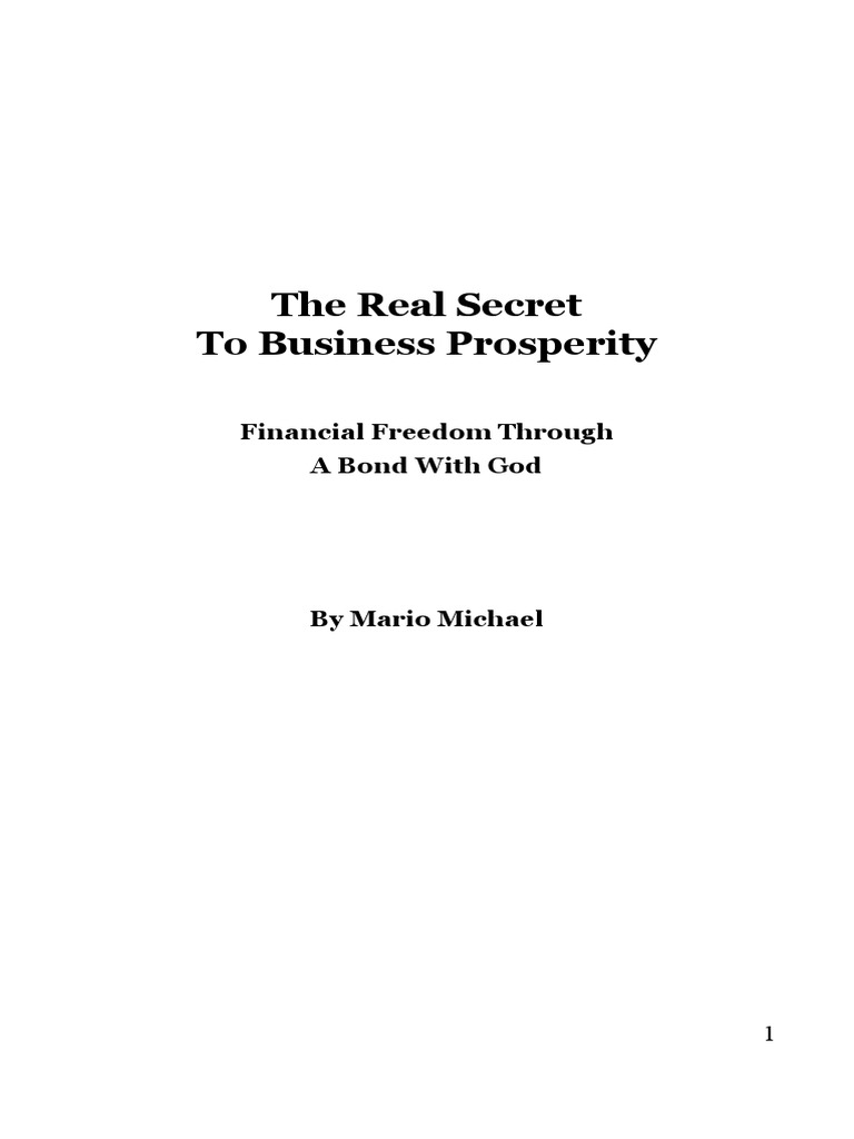 The Real Secret To Business Prosperity - Book - Mario Michael (PDF ...