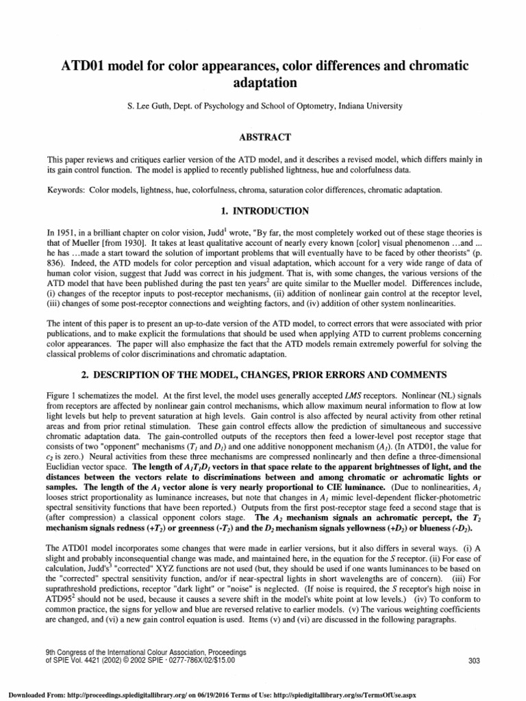 ATD-ATDO1 model for color appearances, color differences and chromatic ...