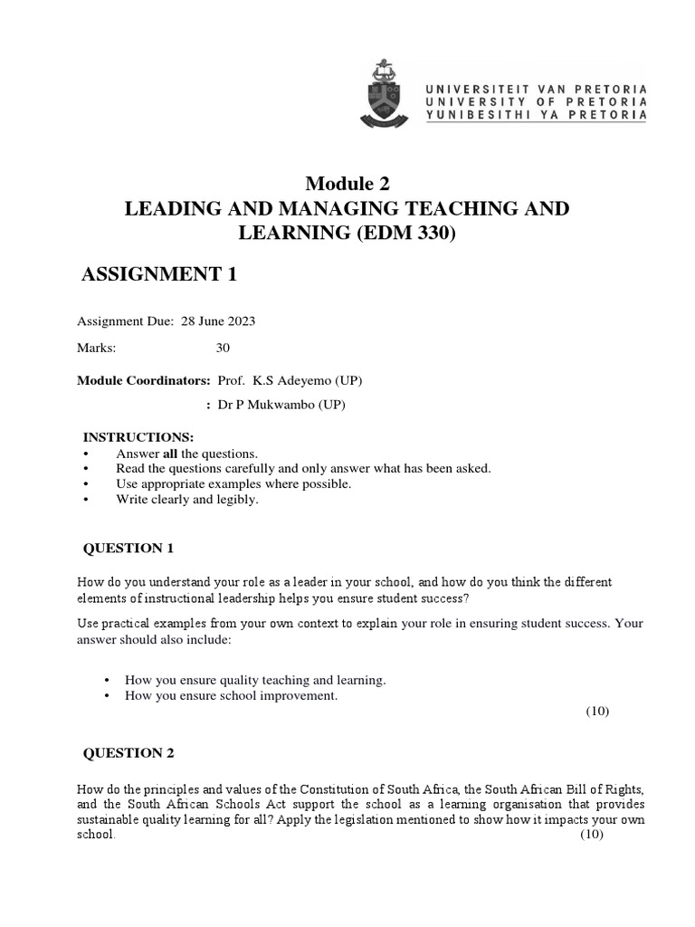 EDM 330 Assignment 1 | PDF