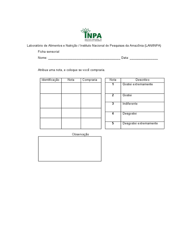 Ficha de Analise sensoriAL | PDF