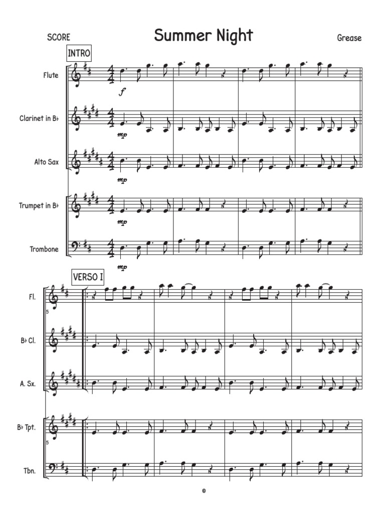 Summer Night Score | PDF | Popular Music | Classical Music Groups