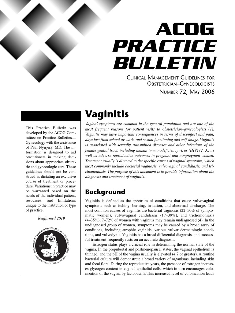 Vaginitis - ACOG 2019 | PDF | Candidiasis | Vagina