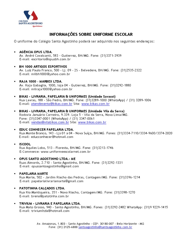 Uniforme Escolar 2023 CSA 2 | PDF