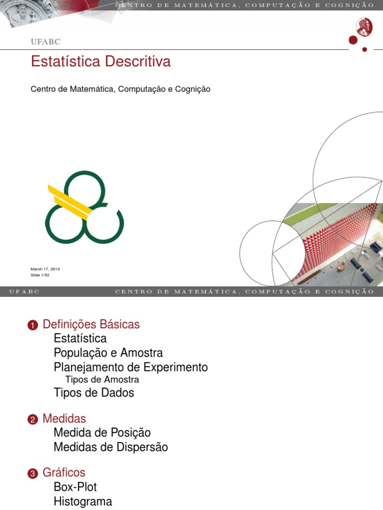 Estatística Descritiva UFABC | PDF | Amostragem (Estatística) | Mediana ...