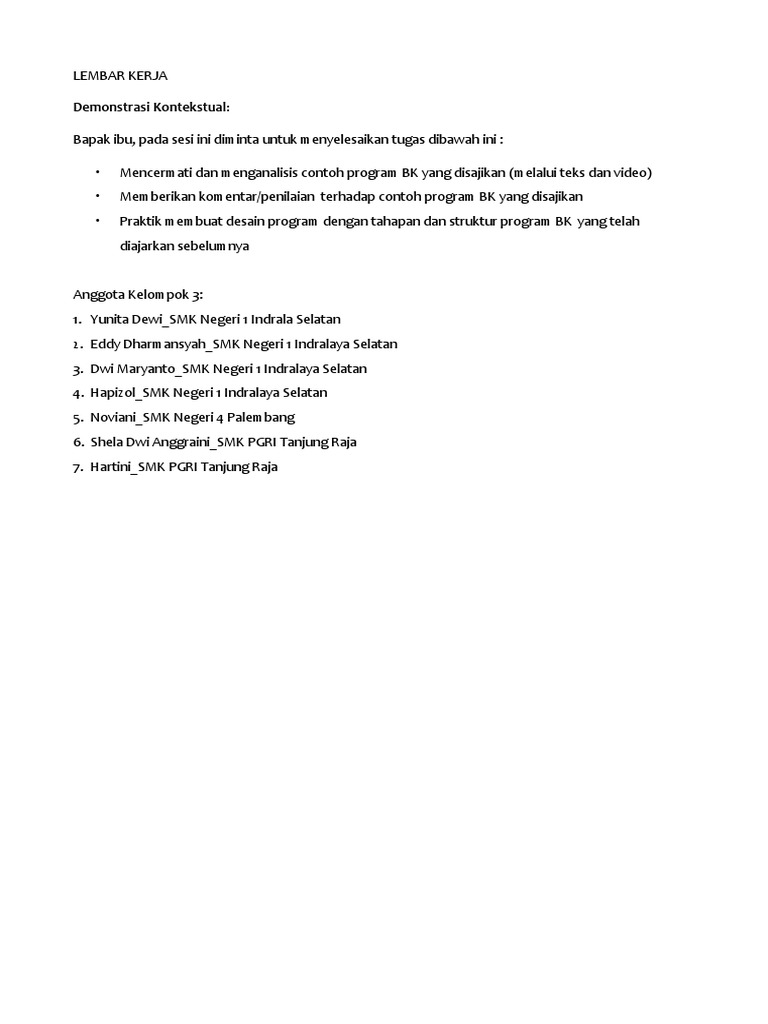 HARTINI - LK Ruang Kolaborasi - Desain Layanan Bimbingan Dan Konseling | PDF