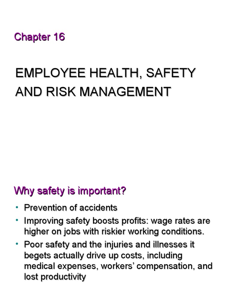 Chapter 16 Employee Safety and Health | PDF | Occupational Safety And ...