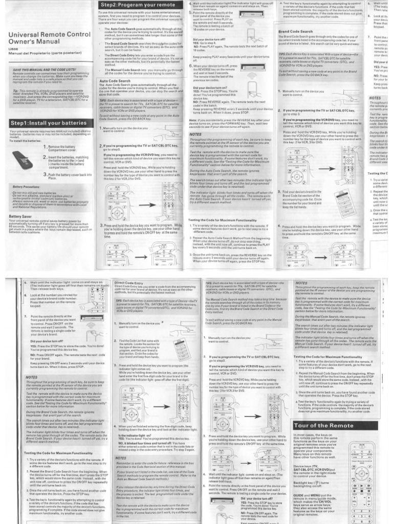 CHUNGHOP U606 Manual Codes ENG | PDF
