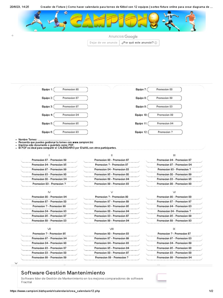 Fixture 12 Equipos | PDF
