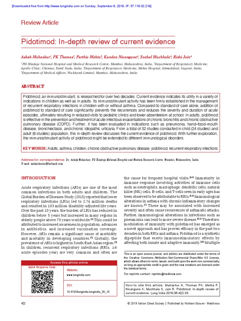 Pidotimod for Respiratory Infections | PDF | Asthma | Pneumonia