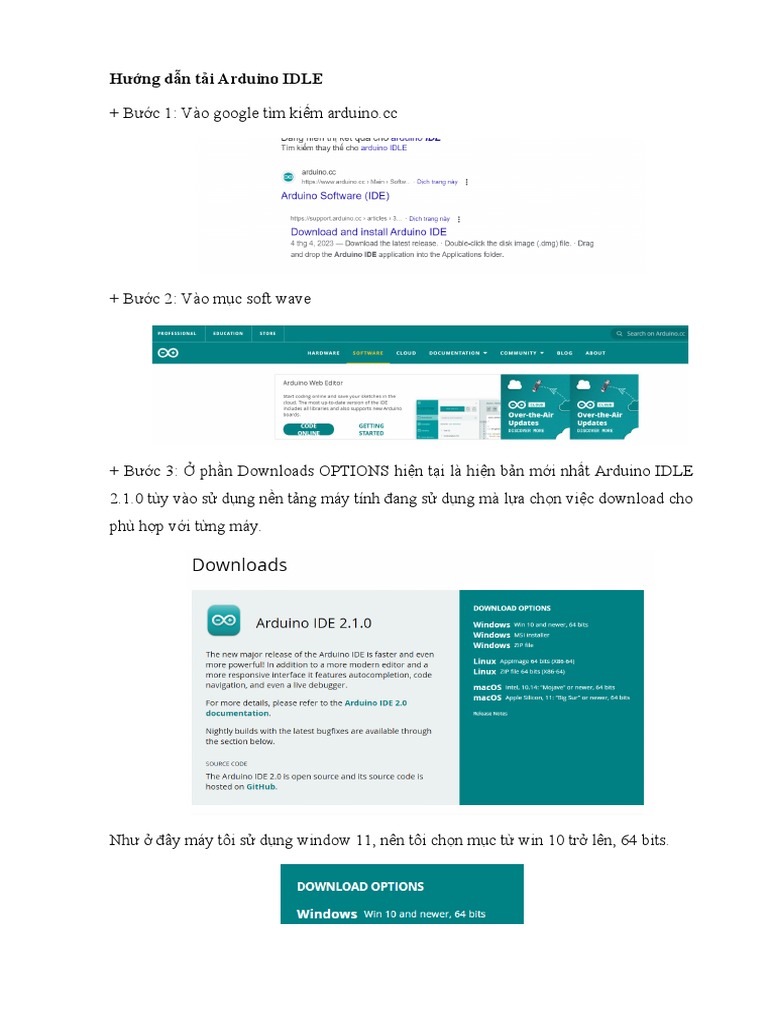 Hướng dẫn tải Arduino IDLE, nhập code cho Broad | PDF