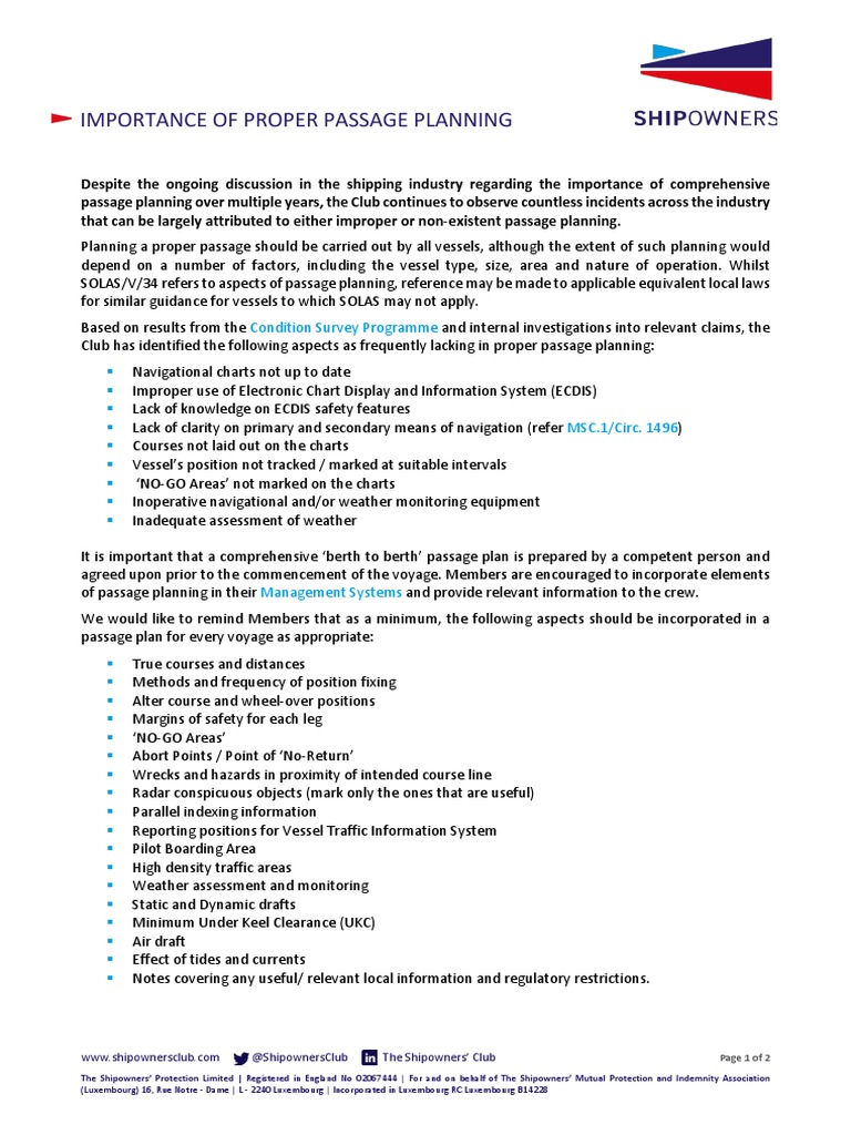 Importance of Proper Passage Planning - 110521 | Download Free PDF ...