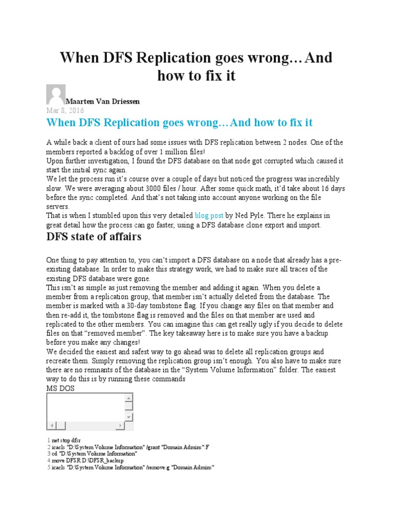 When DFS Replication Goes Wrong | PDF