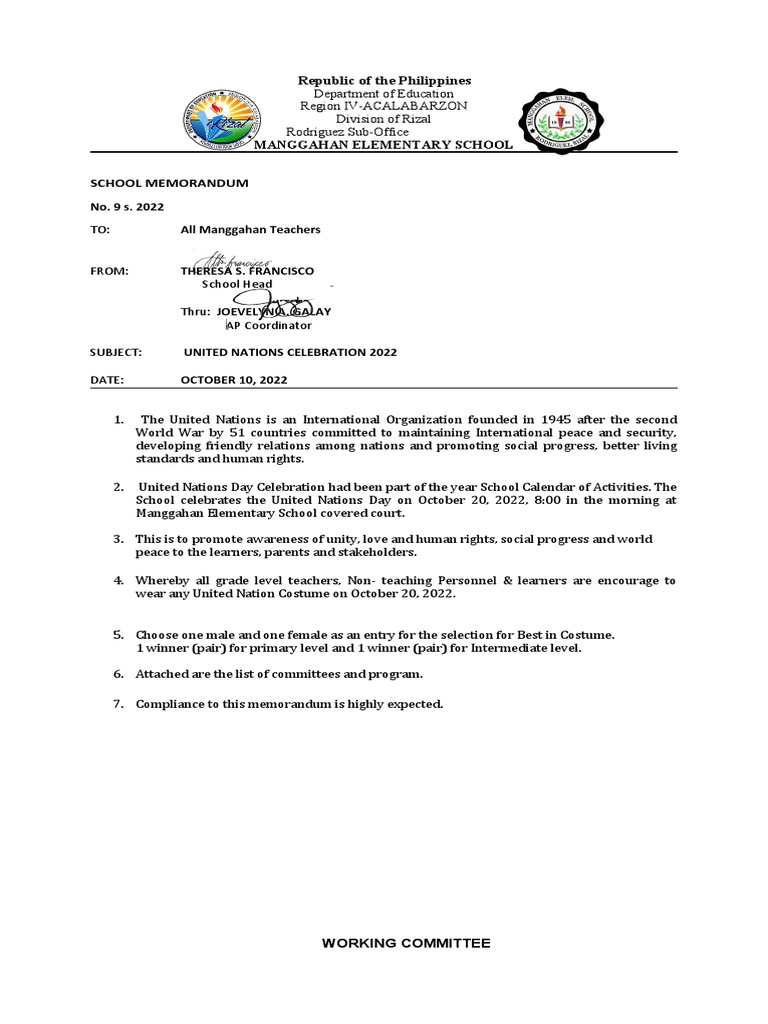 Memo-United Nation 2022 | PDF