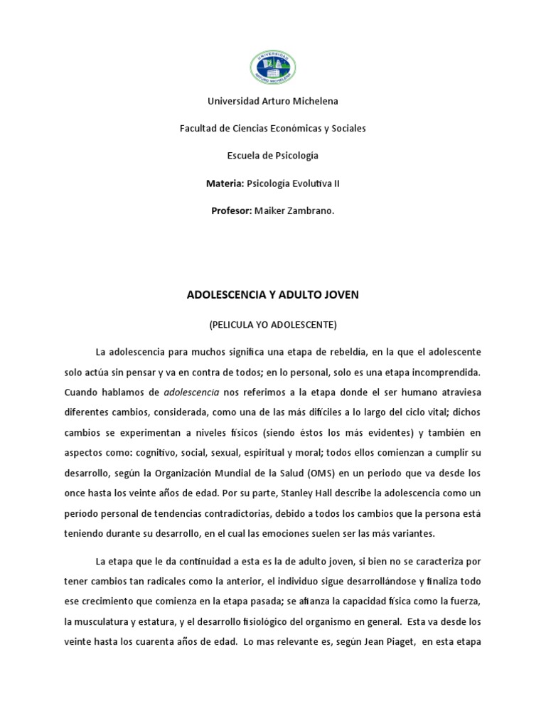 YO ADOLESCENTE Final | PDF | Adultos | Adolescencia