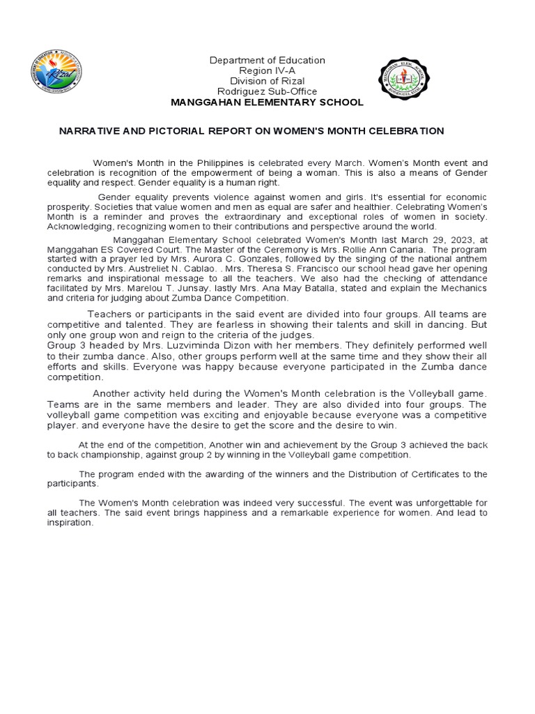 Narratiive-Culminating Activities For Womens Month | PDF ...