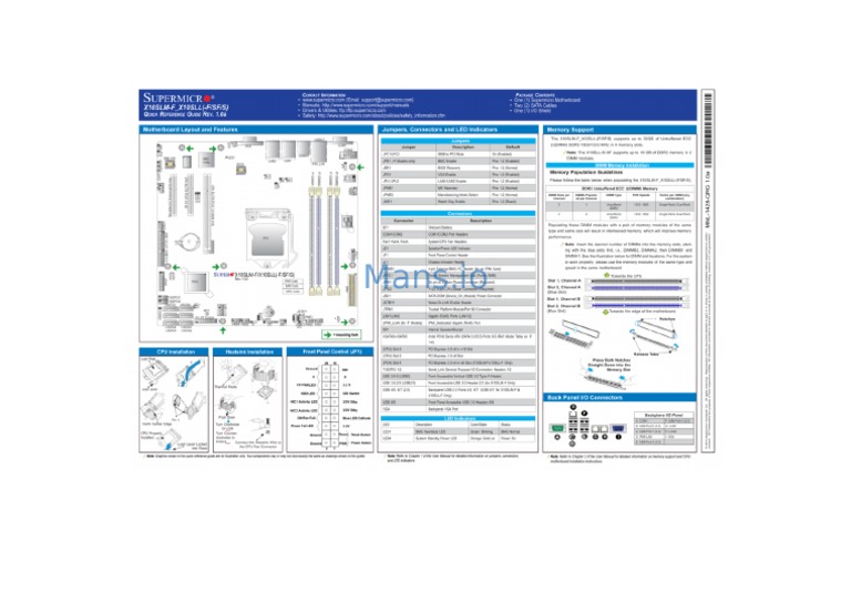 Supermicro X10SLL-SF Quick Reference Guide Page - 1 | PDF