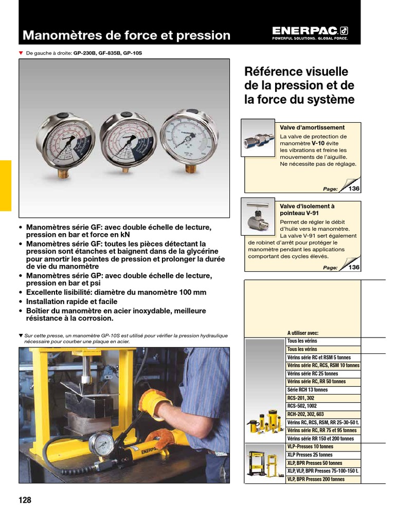 Manomètres de pression et force | PDF | mesure de pression | Outils