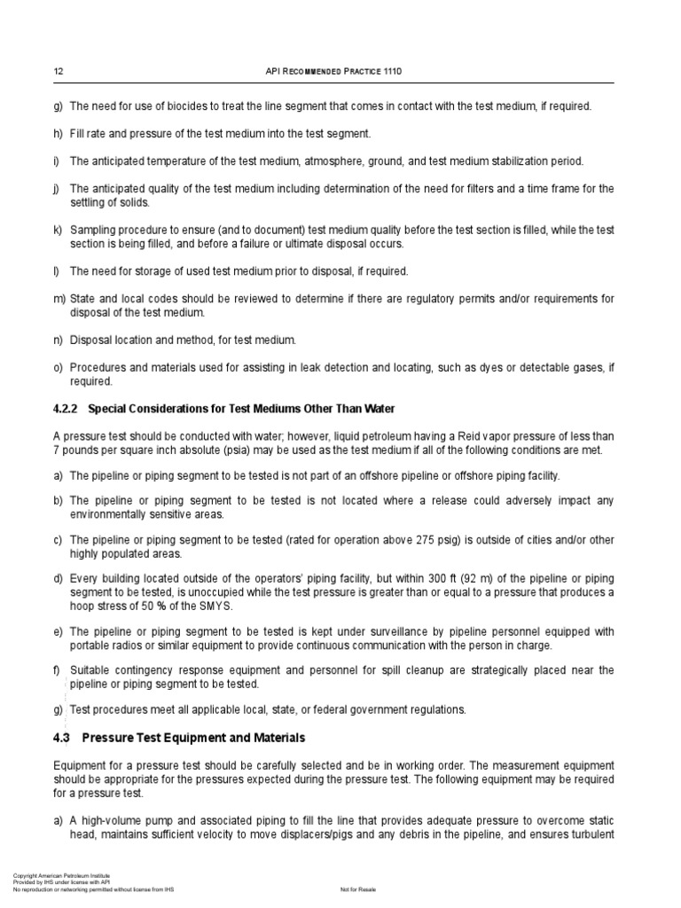 API RP 1110 PH English | PDF