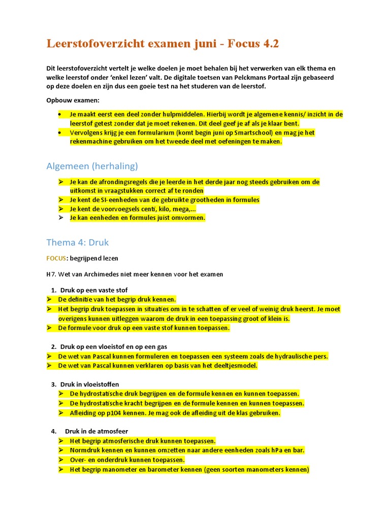 Leerstofoverzicht Focus Fysica 4.2 Juni 2023 | PDF