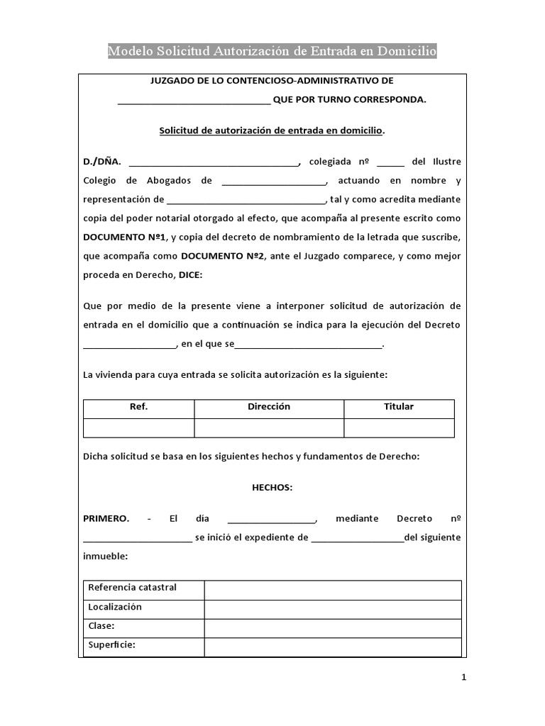 Autorizacion de Entrada en Domicilio | PDF