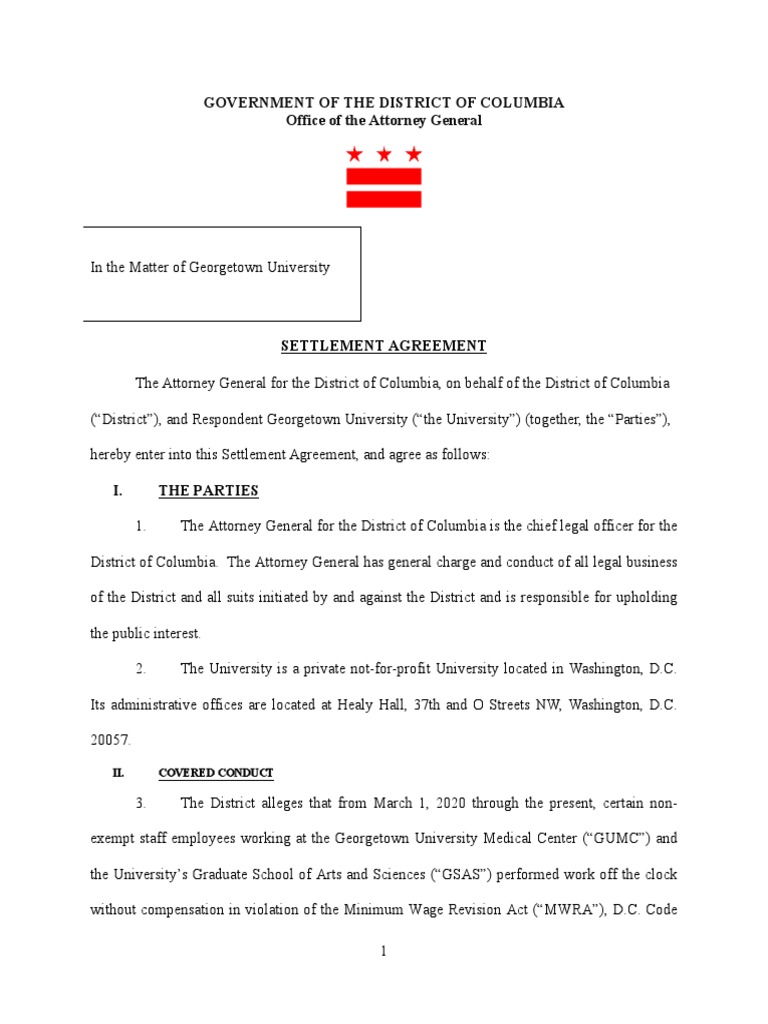 DCOAG-Georgetown Settlement | PDF | Overtime | Employment