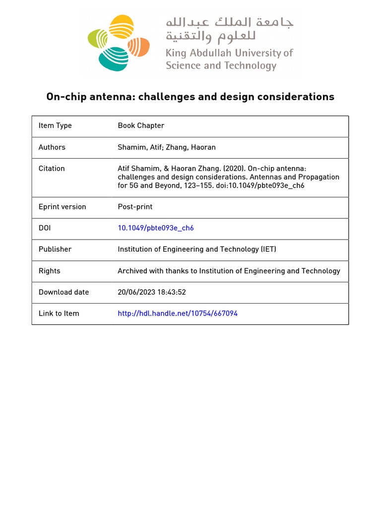 On-Chip Antenna Design Challenges | PDF | Electrical Network ...