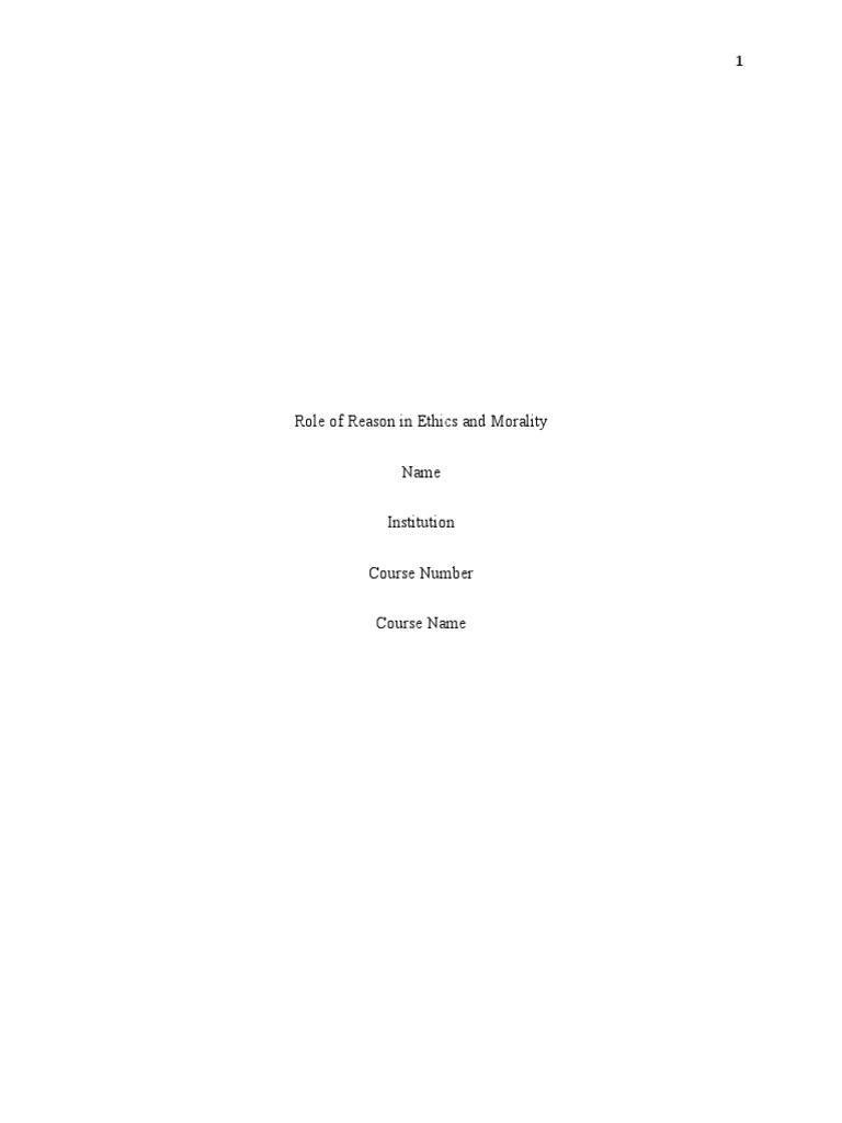 Role of Reason in Ethics and Morality | Download Free PDF | Morality | Reason