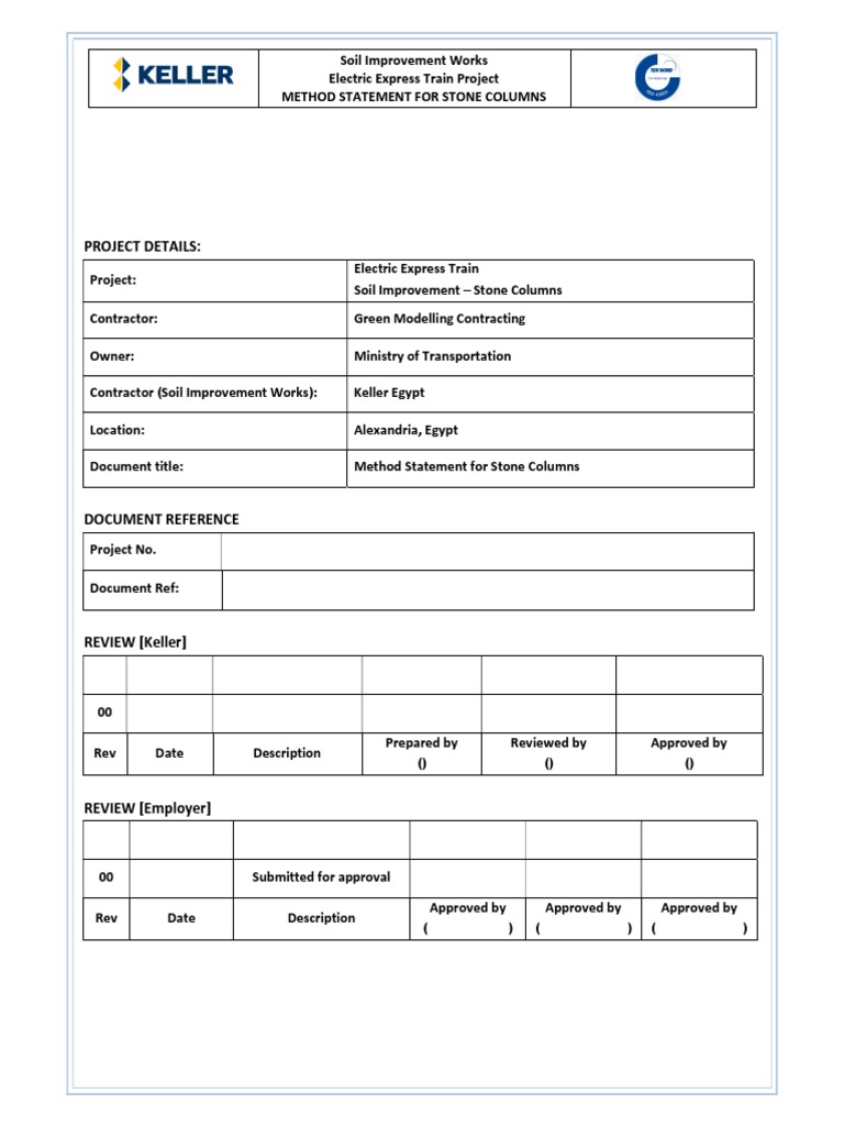 Stone Column Method Statement for Project | PDF | Personal Protective ...