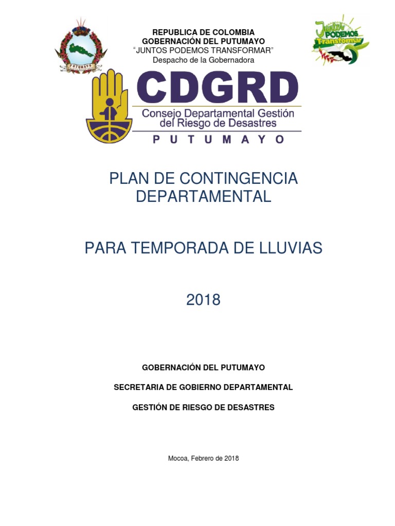 Plan - Contingencias - Deptal - Temporada - Lluvias 2018 | PDF