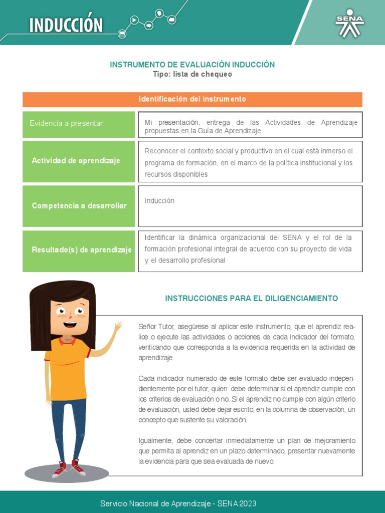 Instrumento de Evaluación Inducción | PDF