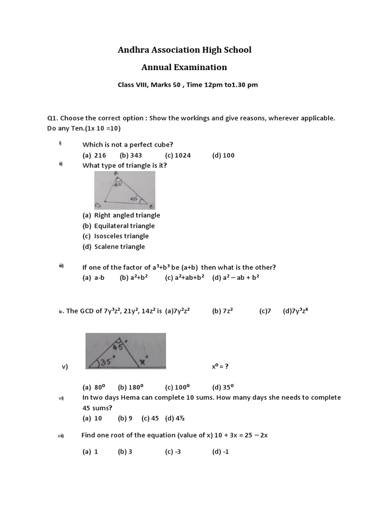 VIII Maths | PDF | Triangle | Elementary Mathematics