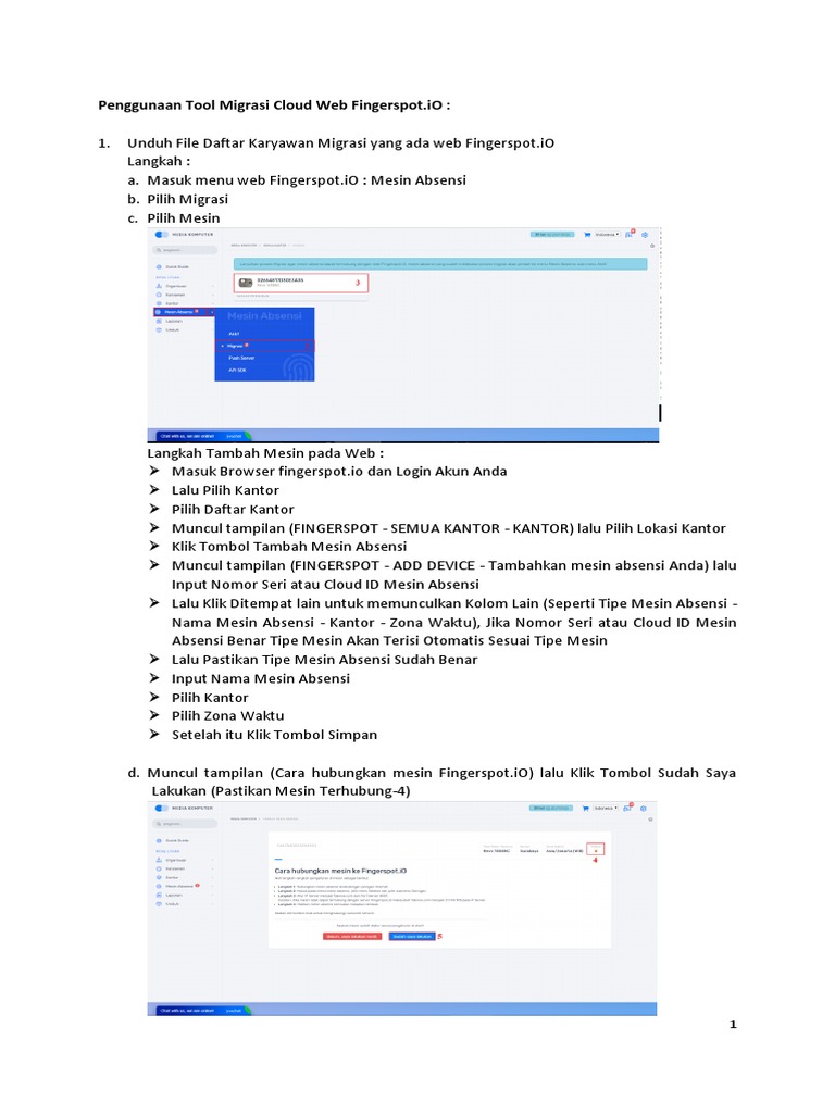 Panduan Migrasi Fingerspot - iO-Tool Migrasi | PDF