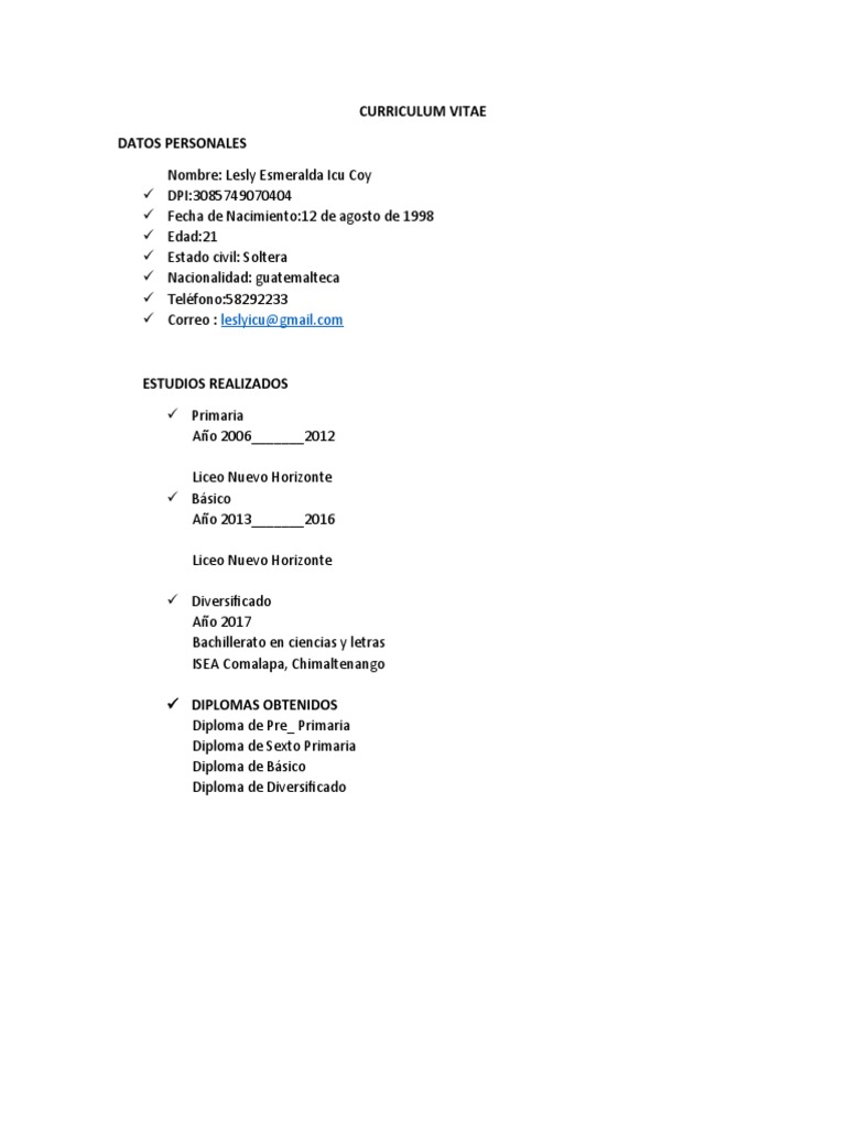 Hoja de Vida Esme.111 | PDF