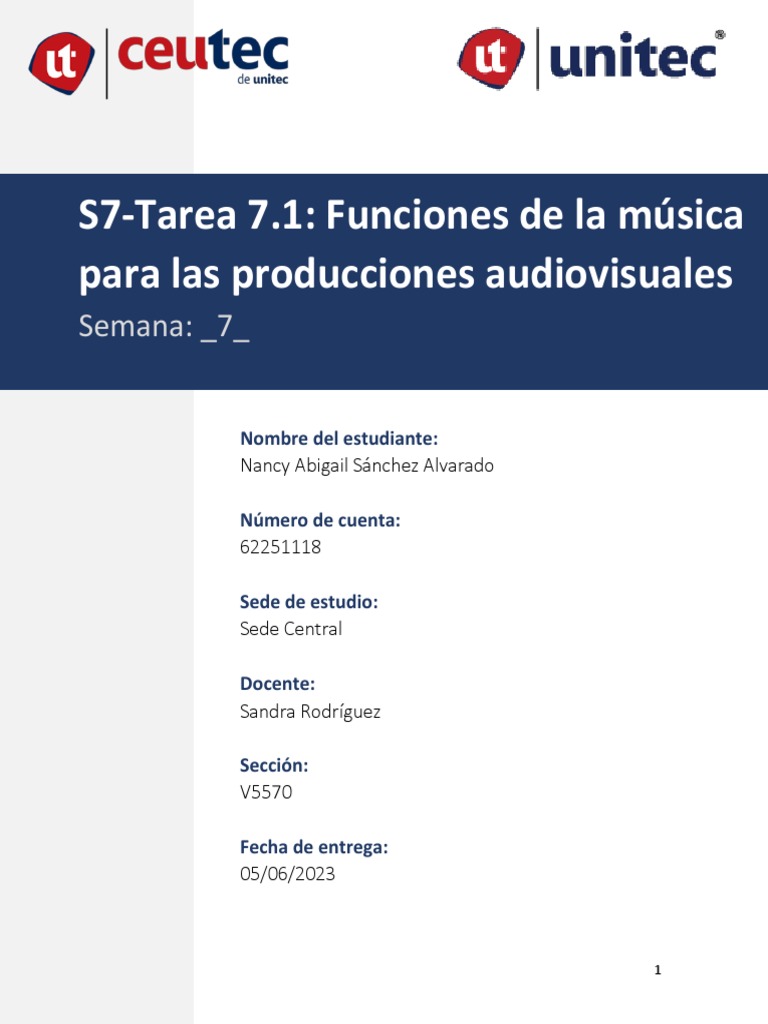 S7-Tarea 7.1 - Apreciacion Musical | PDF | Las emociones | Experiencia