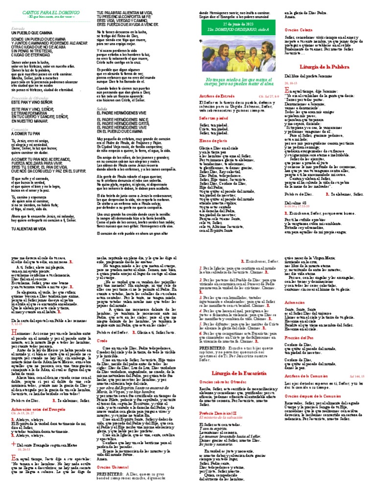 01 EL ORDINARIO de LA MISA - Textos y Lecturas Del 12o. Domingo ...