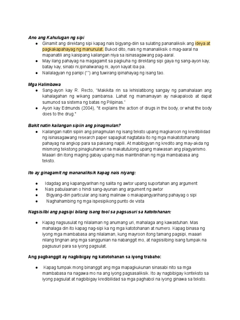 Direktang Sipi | PDF