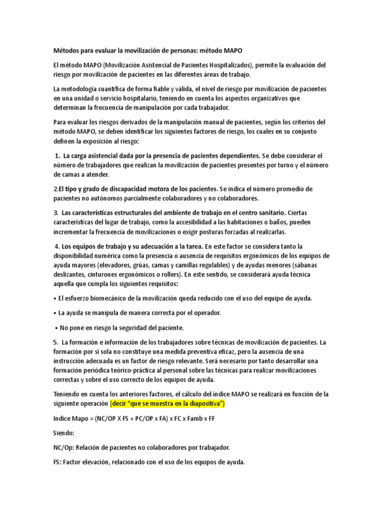 Evaluación de Riesgos con Método MAPO | PDF | Factores humanos y ergonomía