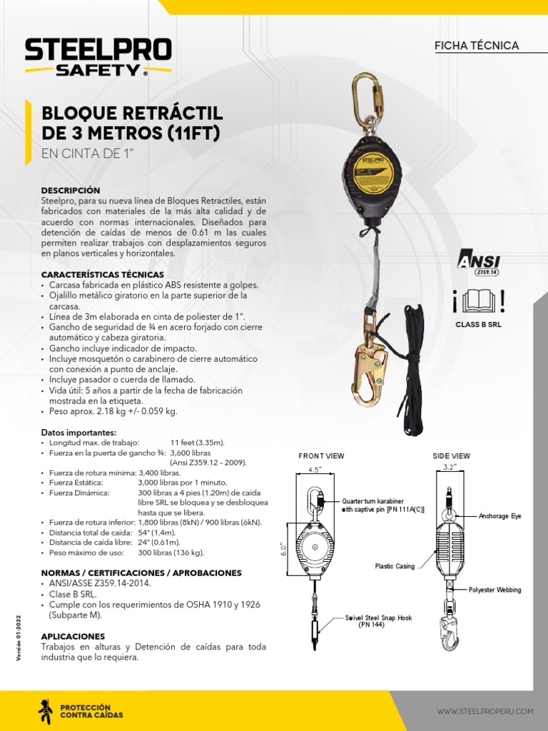 Bloque Retráctil de 3 Metros (11ft) | PDF | Materiales