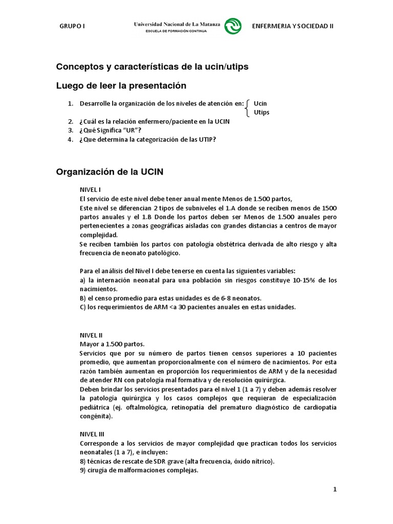 Diferencias entre UCIN y UTIP | PDF
