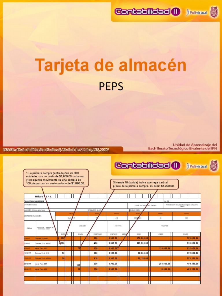 Tarjeta de Almacen Peps | PDF