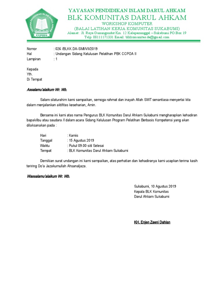 Surat Undangan Kelulusan | PDF