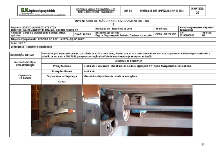 Inventário NR-12: Máquinas Agrícolas | PDF