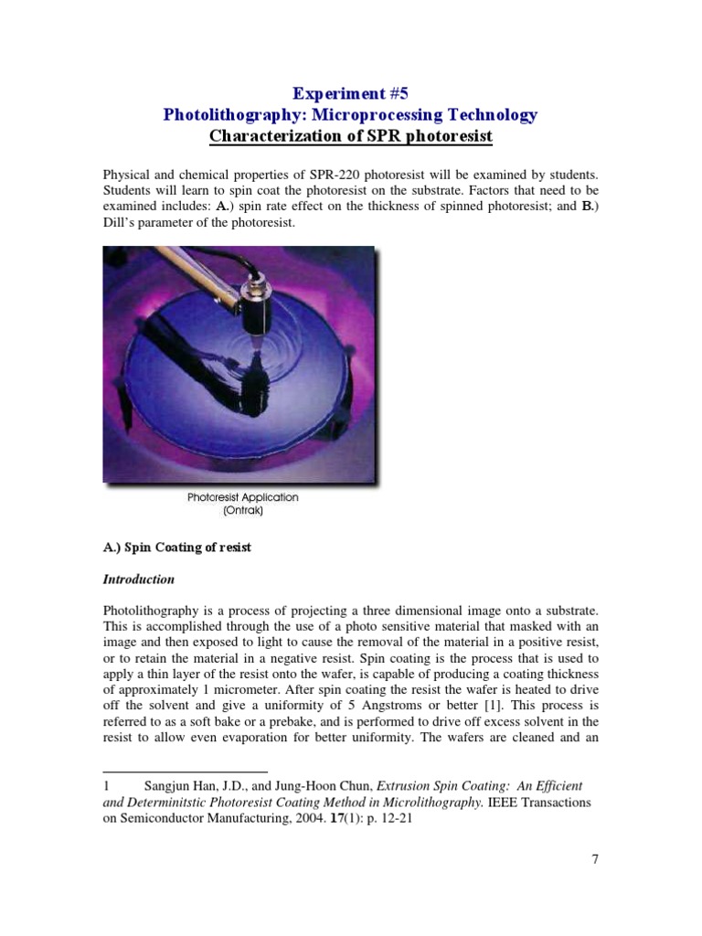 SPR-220 Photoresist Characterization | PDF | Photolithography | Viscosity